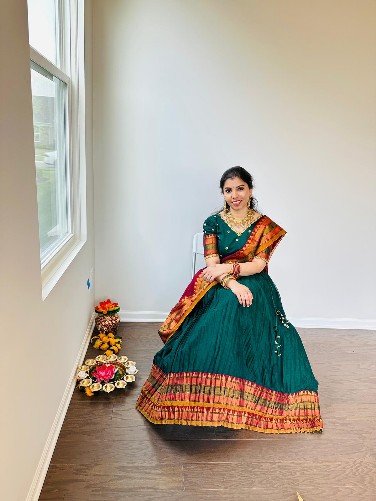 Green Narayanpet Lehenga – myRiti